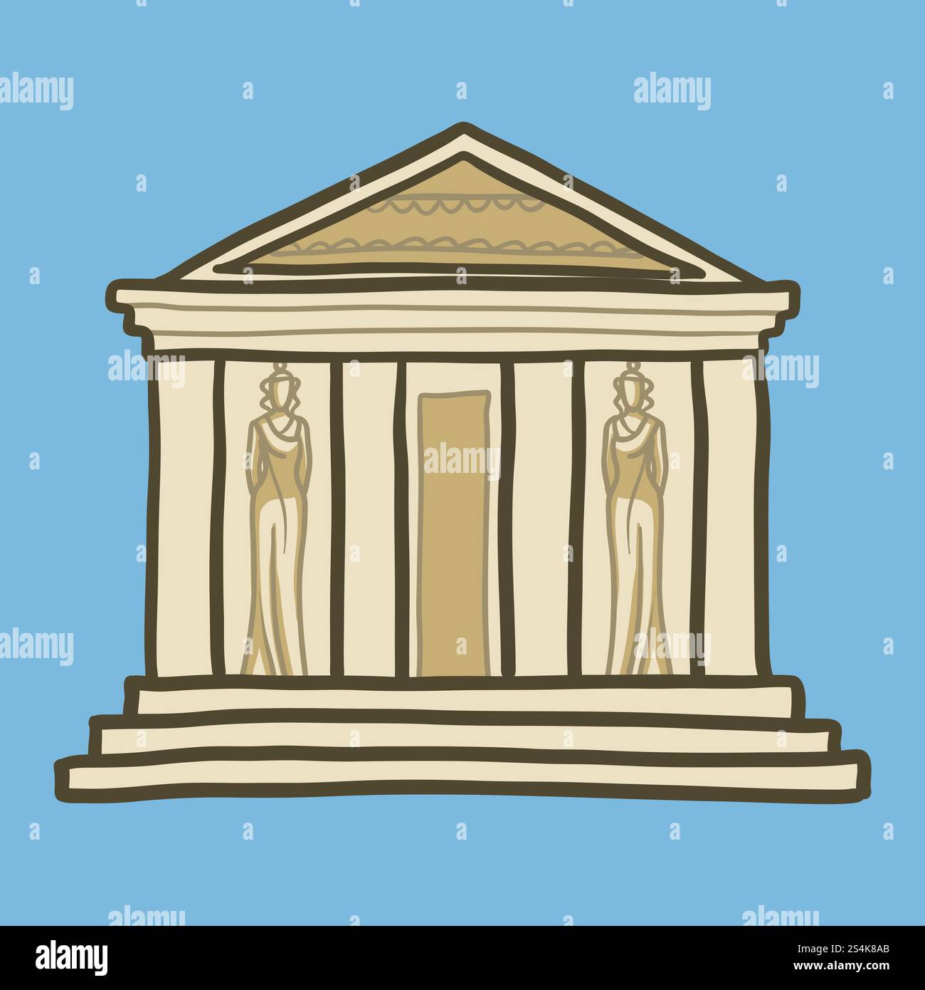 Greek temple icon. Hand drawn illustration of greek temple vector icon ...