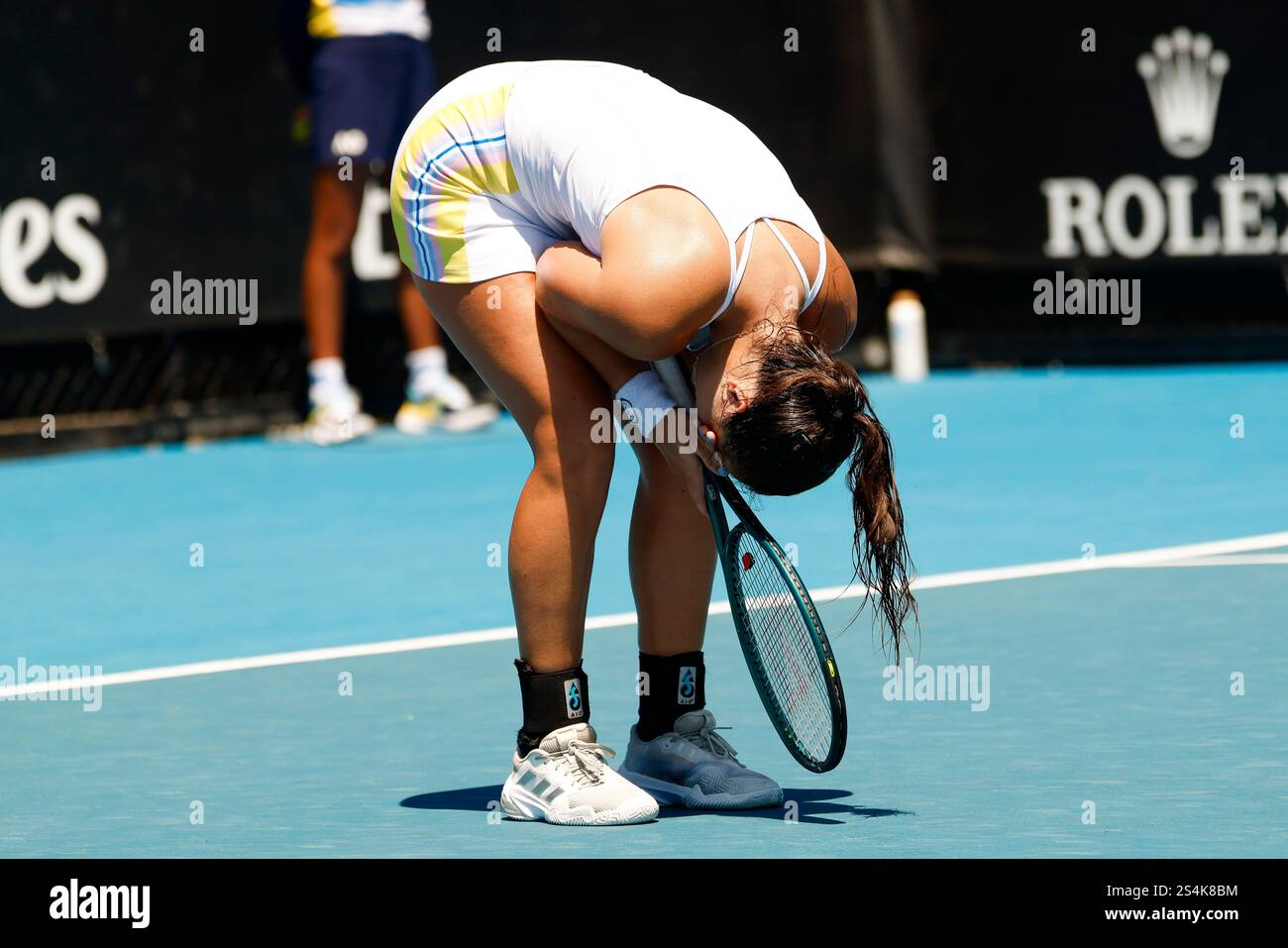 Melbourne, Australia 13.01.25. Jodie Burrage (GBR) celebrates after her ... Melbourne, Australia 13.01.25. Jodie Burrage (GBR) celebrates after her ...