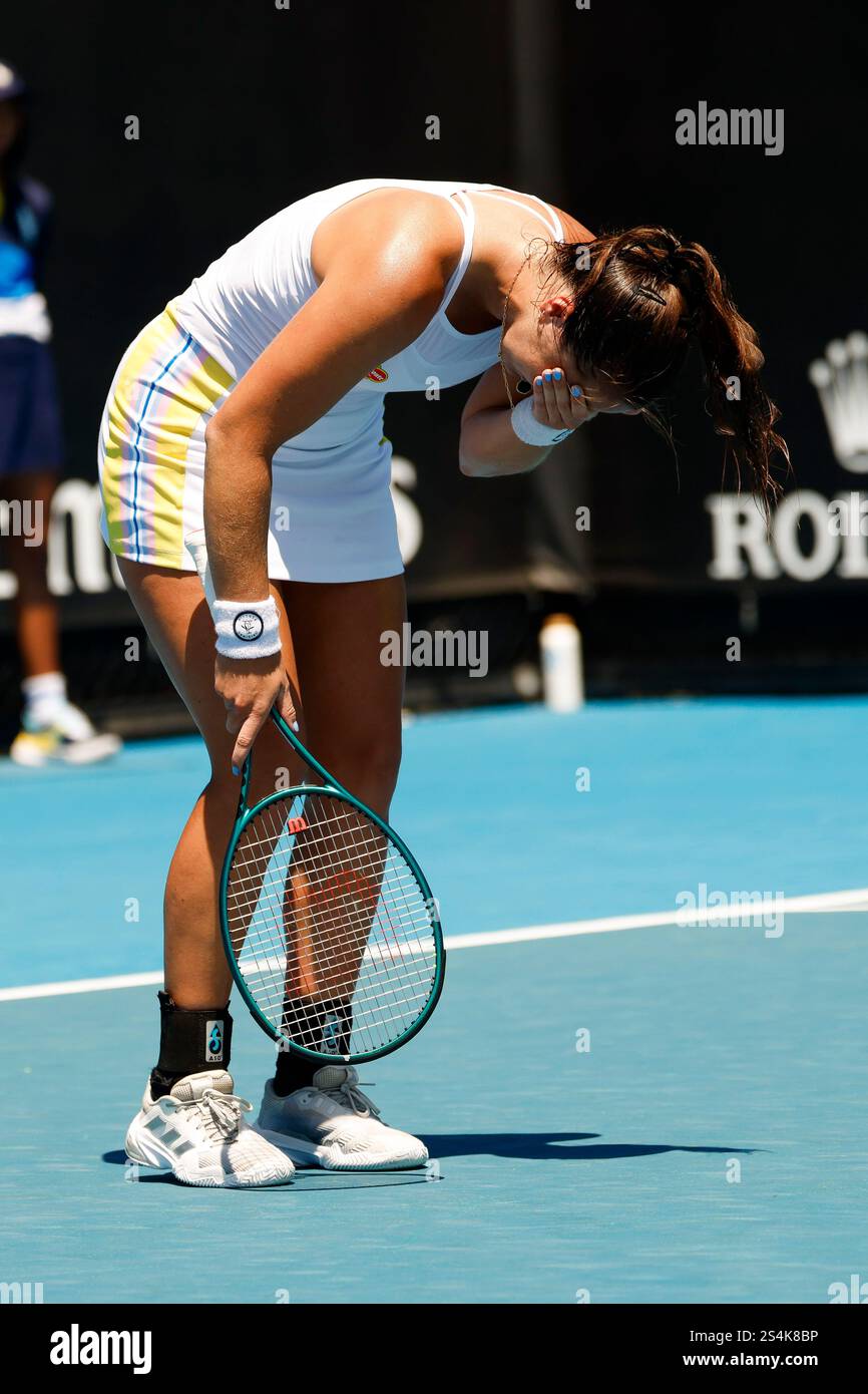 Melbourne, Australia 13.01.25. Jodie Burrage (GBR) celebrates after her ...