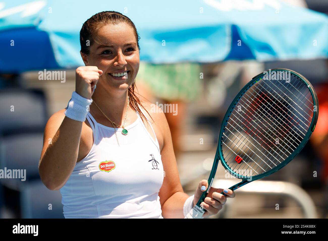 Melbourne, Australia 13.01.25. Jodie Burrage (GBR) celebrates after her ...