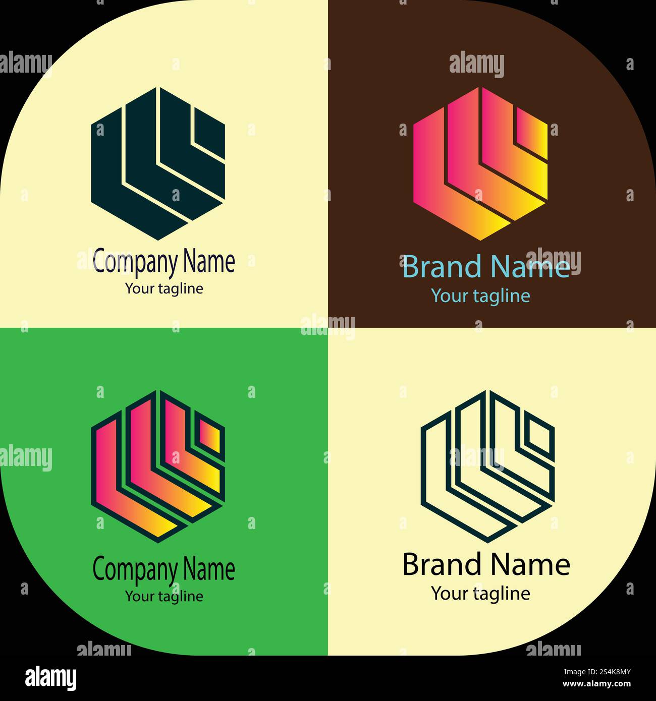 Favorite logo design with four different designs of the same shape ...