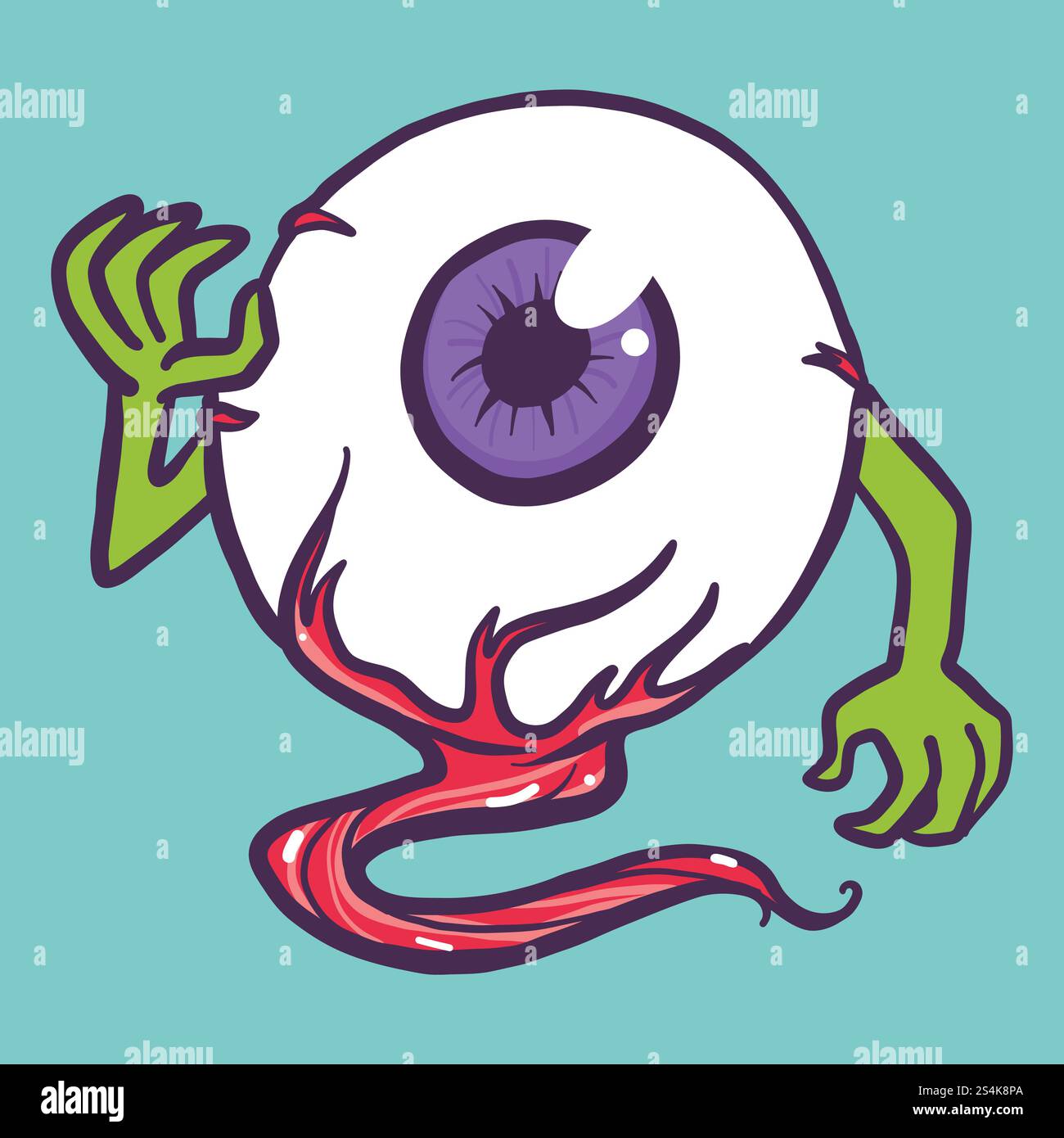 Green hand eyeball icon. Hand drawn illustration of green hand eyeball ...