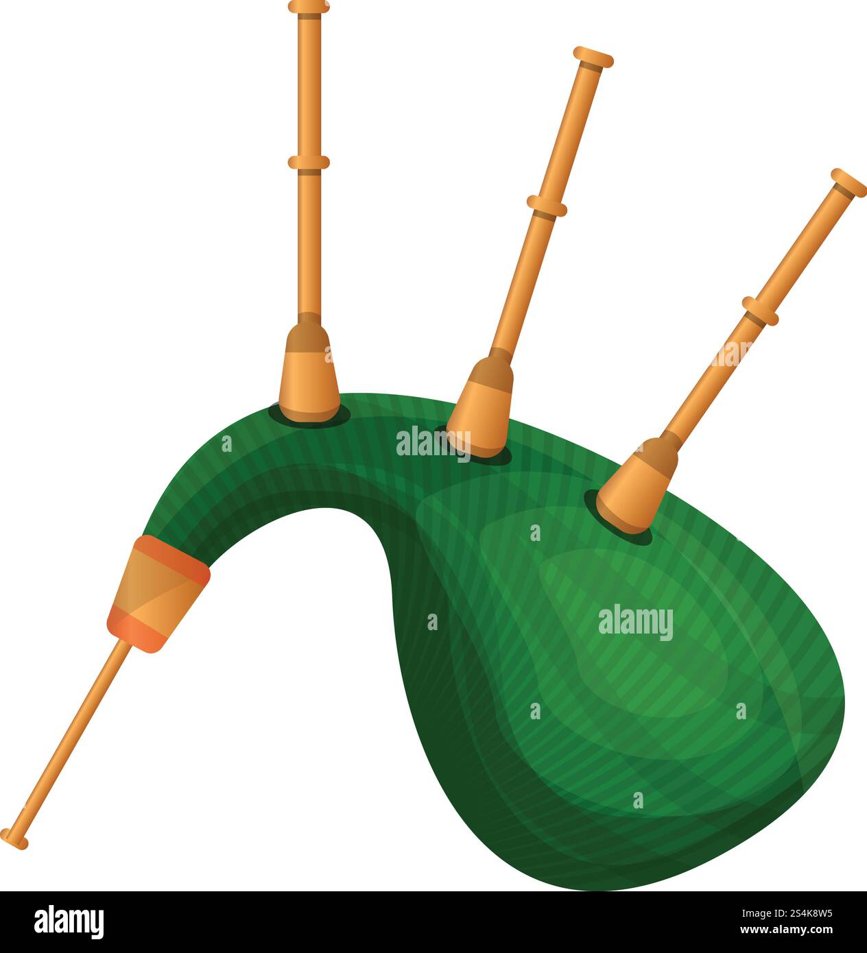 Green bagpipes icon. Cartoon of green bagpipes vector icon for web ...