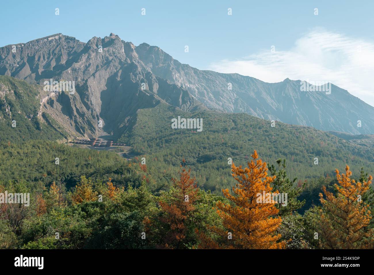 Sakurajima Yunohira Observatory volcano mountain in Kagoshima, Japan ...