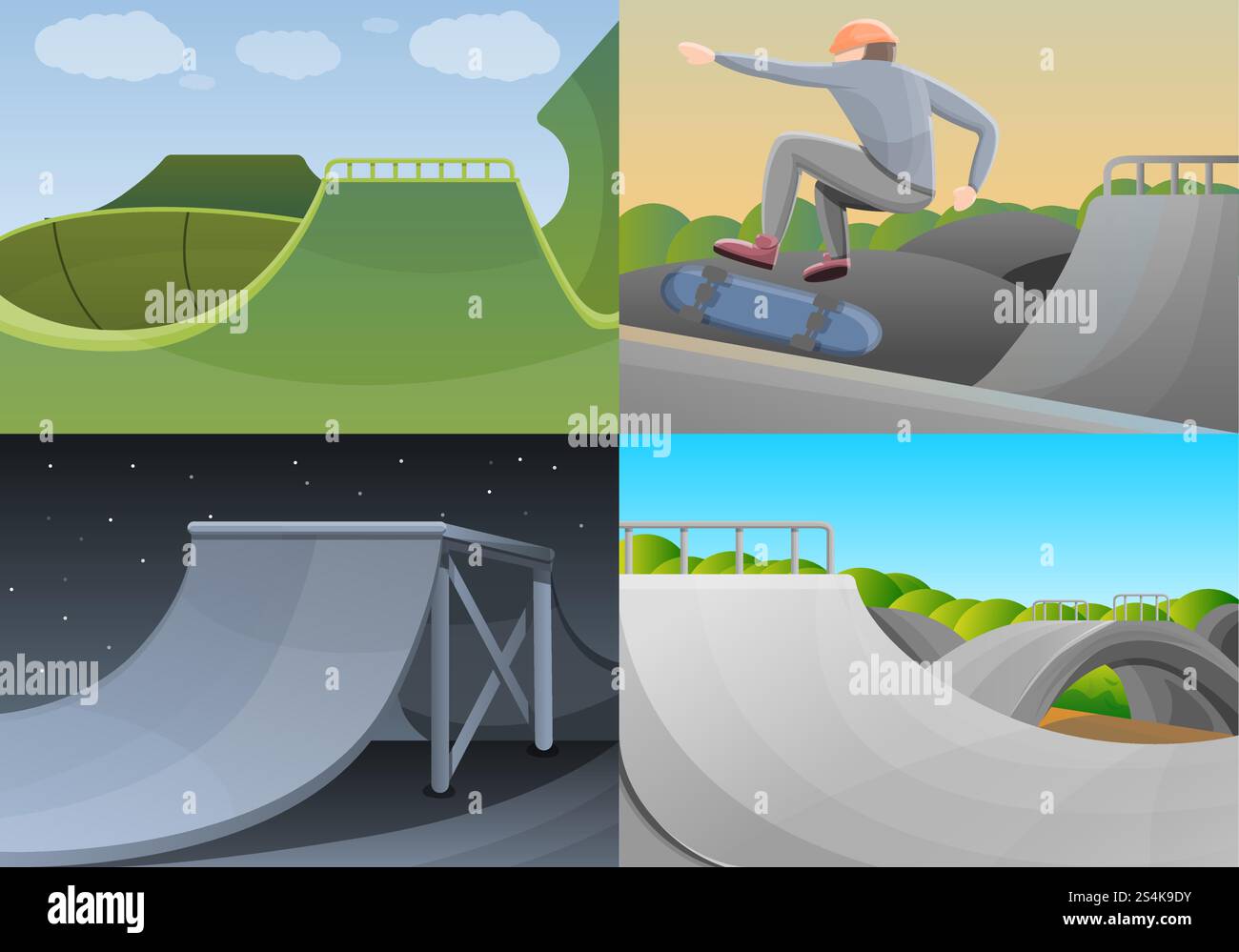 Skate park banner set. Cartoon illustration of skate park vector banner ...