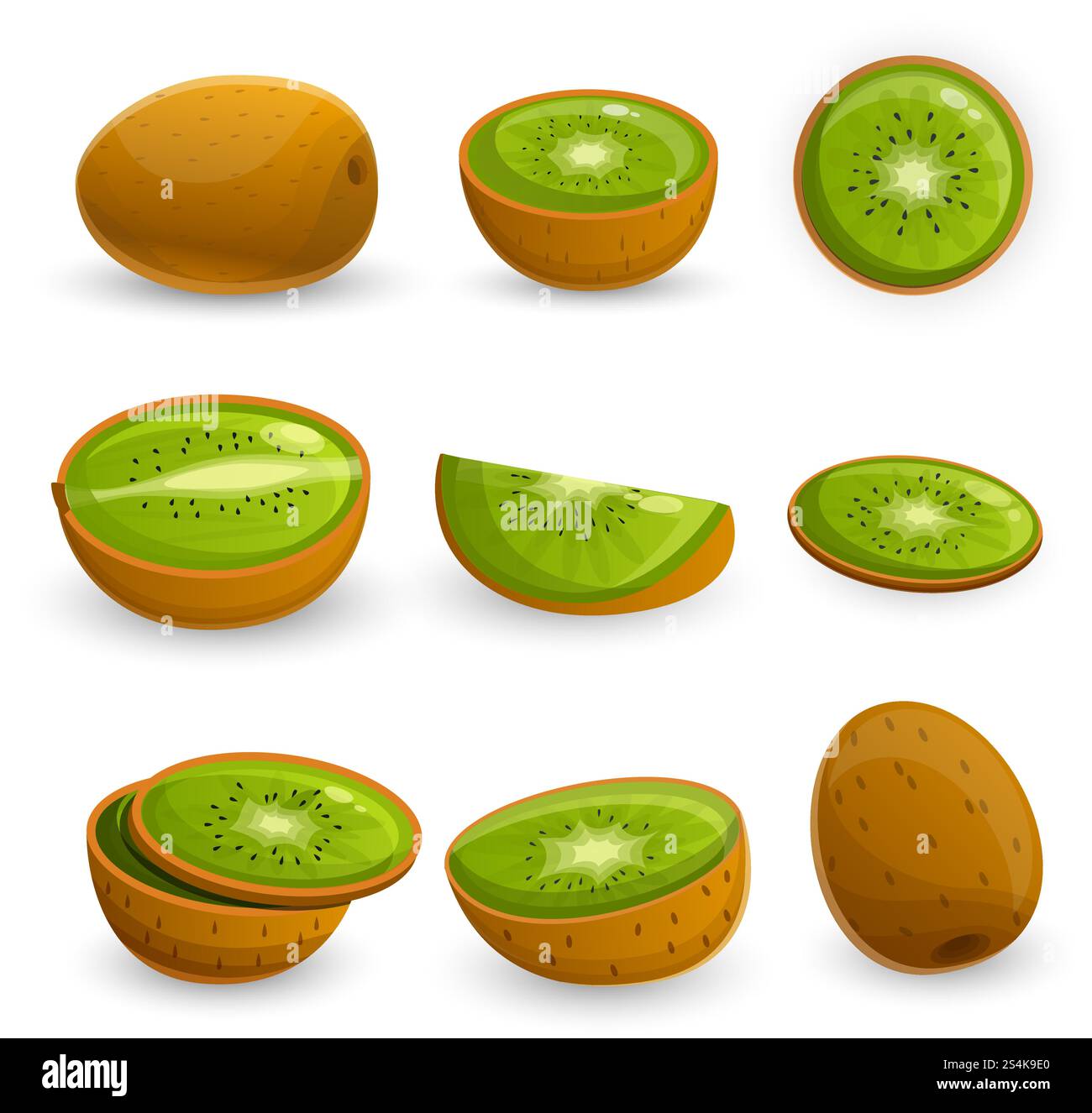 Kiwi icon set. Cartoon set of kiwi vector icons for web design. Kiwi ...