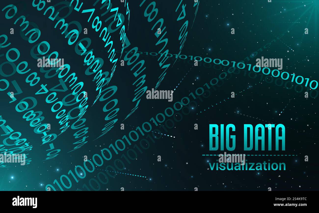 Big data visualization banner. Realistic illustration of big data ...