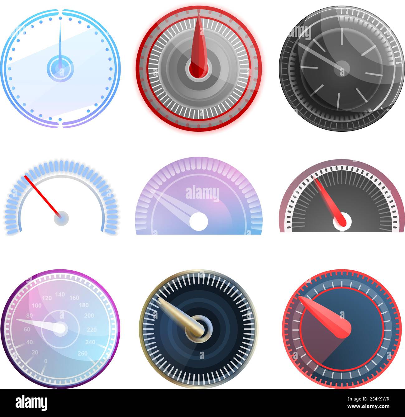 Speedometer icon set. Cartoon set of speedometer vector icons for web ...