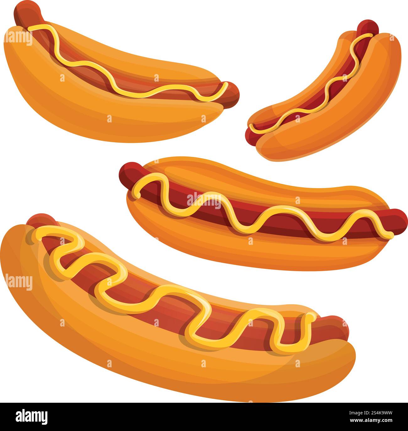 Hot dog icon set. Cartoon set of hot dog vector icons for web design ...