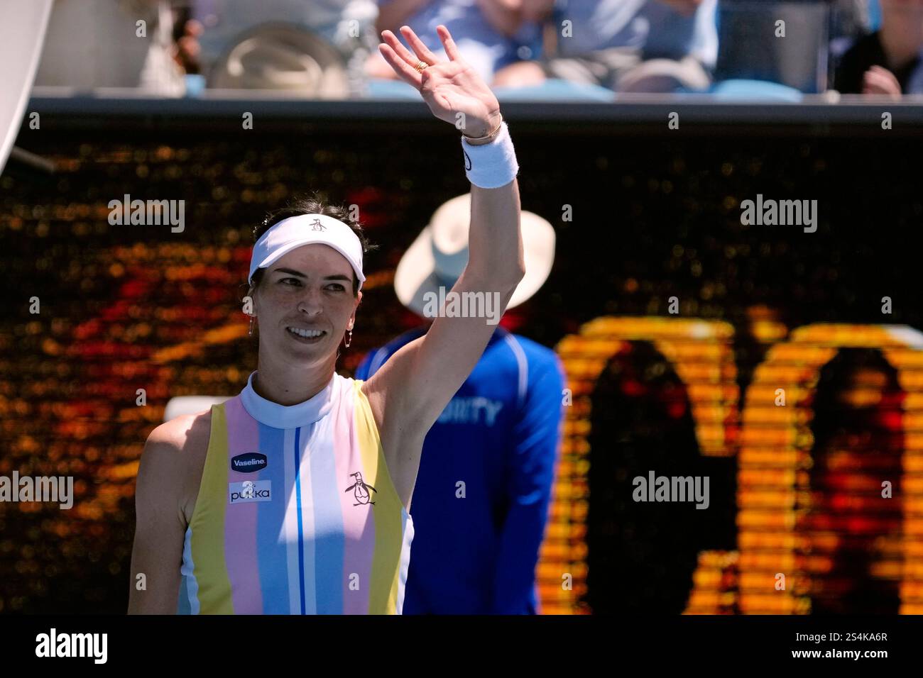 Ajla Tomljanovic of Australia waves after defeating Ashlyn Krueger of ...