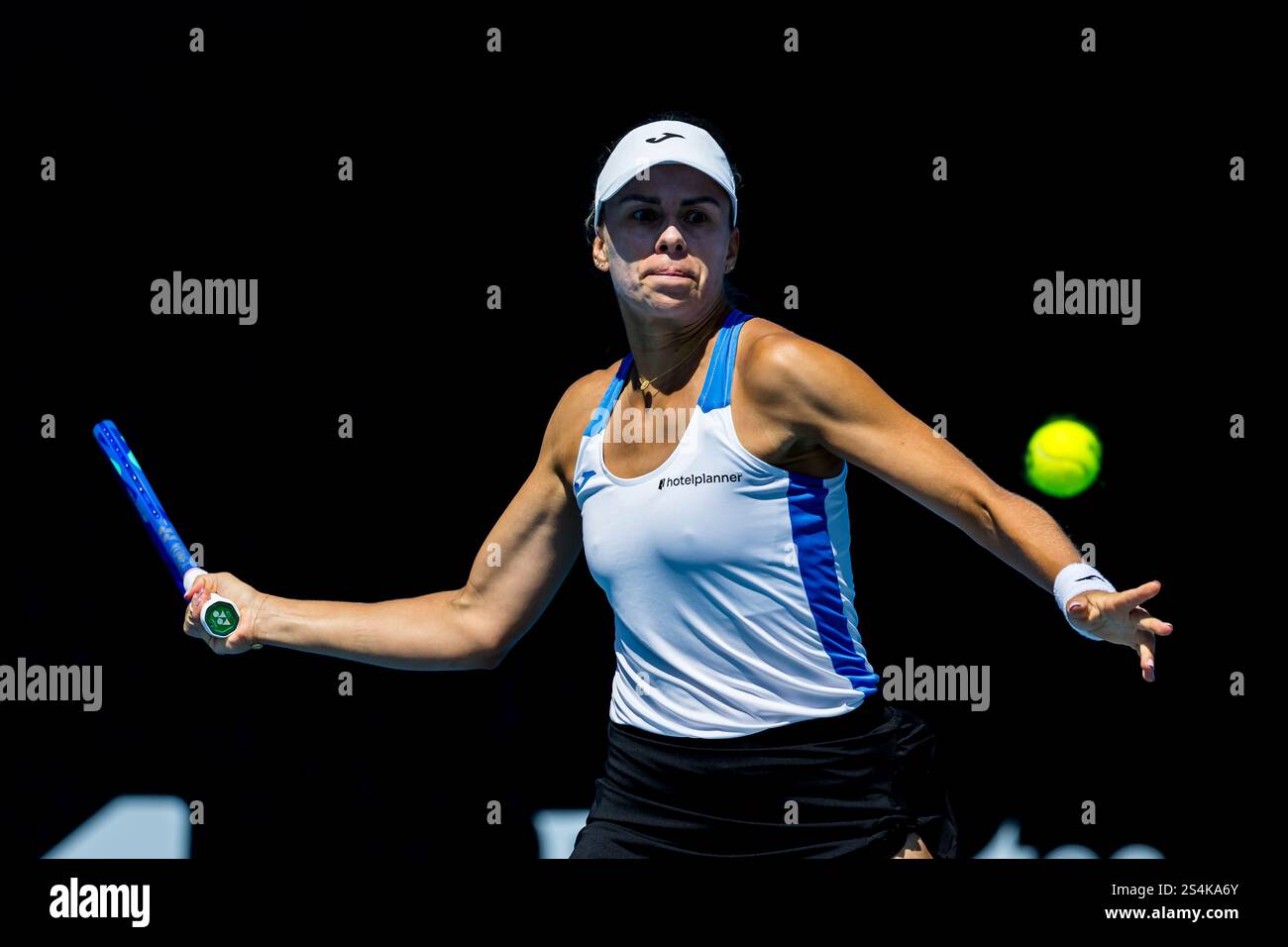 MELBOURNE, VIC - JANUARY 13: Magda Linette of Poland in action during ...