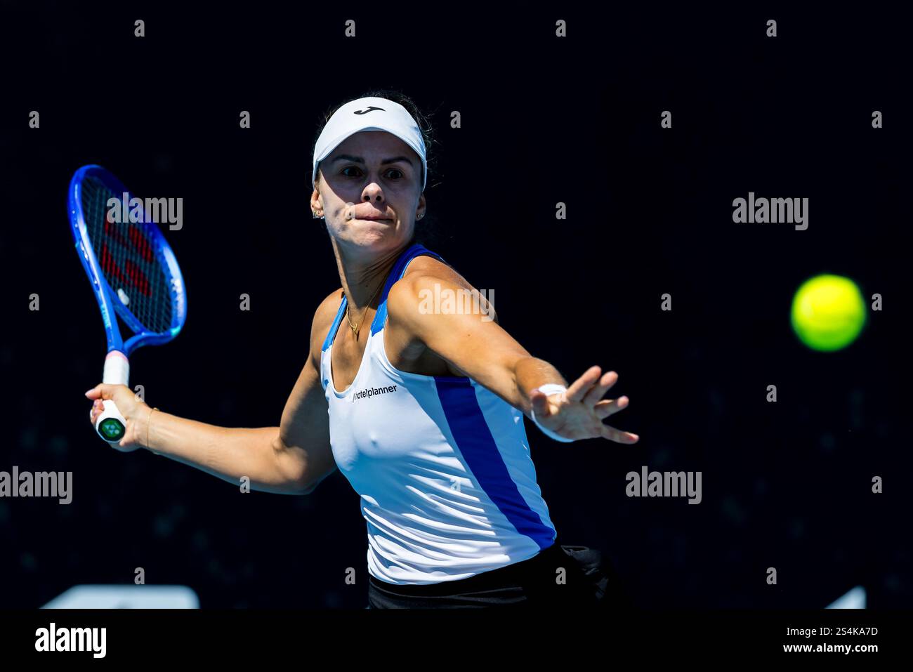 MELBOURNE, VIC - JANUARY 13: Magda Linette of Poland in action during ...
