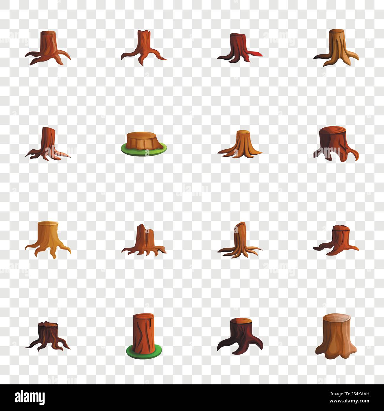 Stump tree icon set. Cartoon set of stump tree vector icons for web ...
