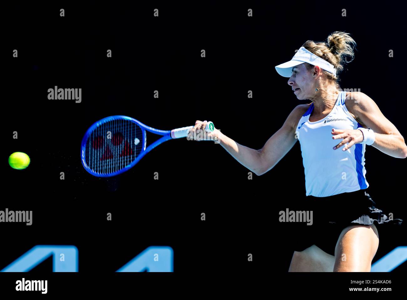 MELBOURNE, VIC - JANUARY 13: Magda Linette of Poland in action during ...