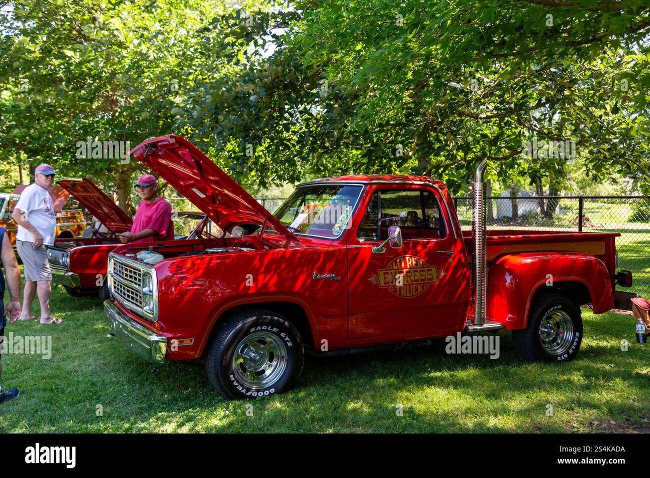 A red 1979 Dodge Adventurer 150 Li'l Red Express pickup truck parked on ...