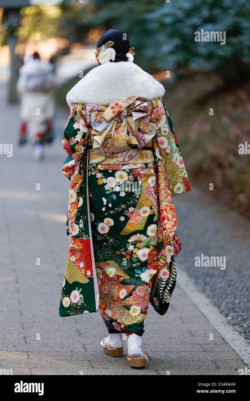 Tokyo, Japan. 13th Jan, 2025. Japanese girls dressed in a colorful ...