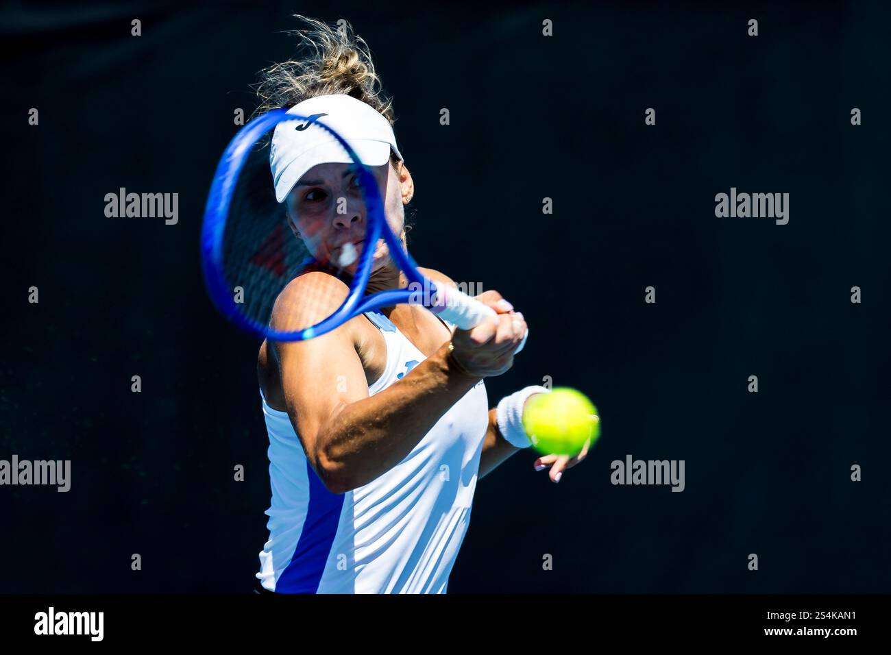 MELBOURNE, VIC - JANUARY 13: Magda Linette of Poland in action during ...