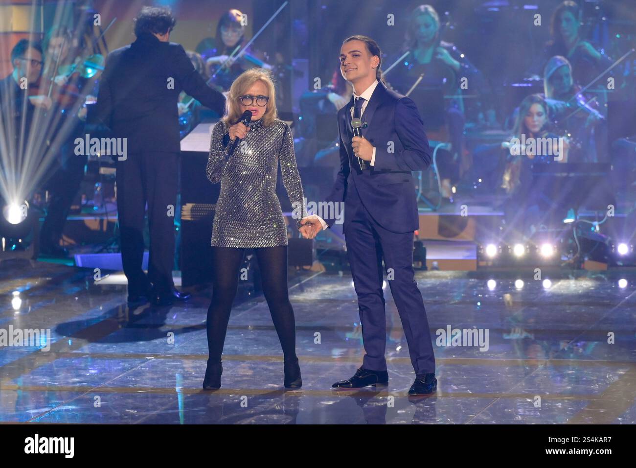 Rome, Italy. 11th Jan, 2025. Rita Pavone (l) and Valerio Scanu (r ...