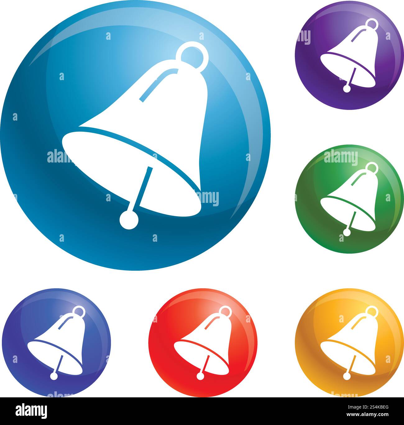 Bell icons set vector 6 color isolated on white background. Bell icons ...