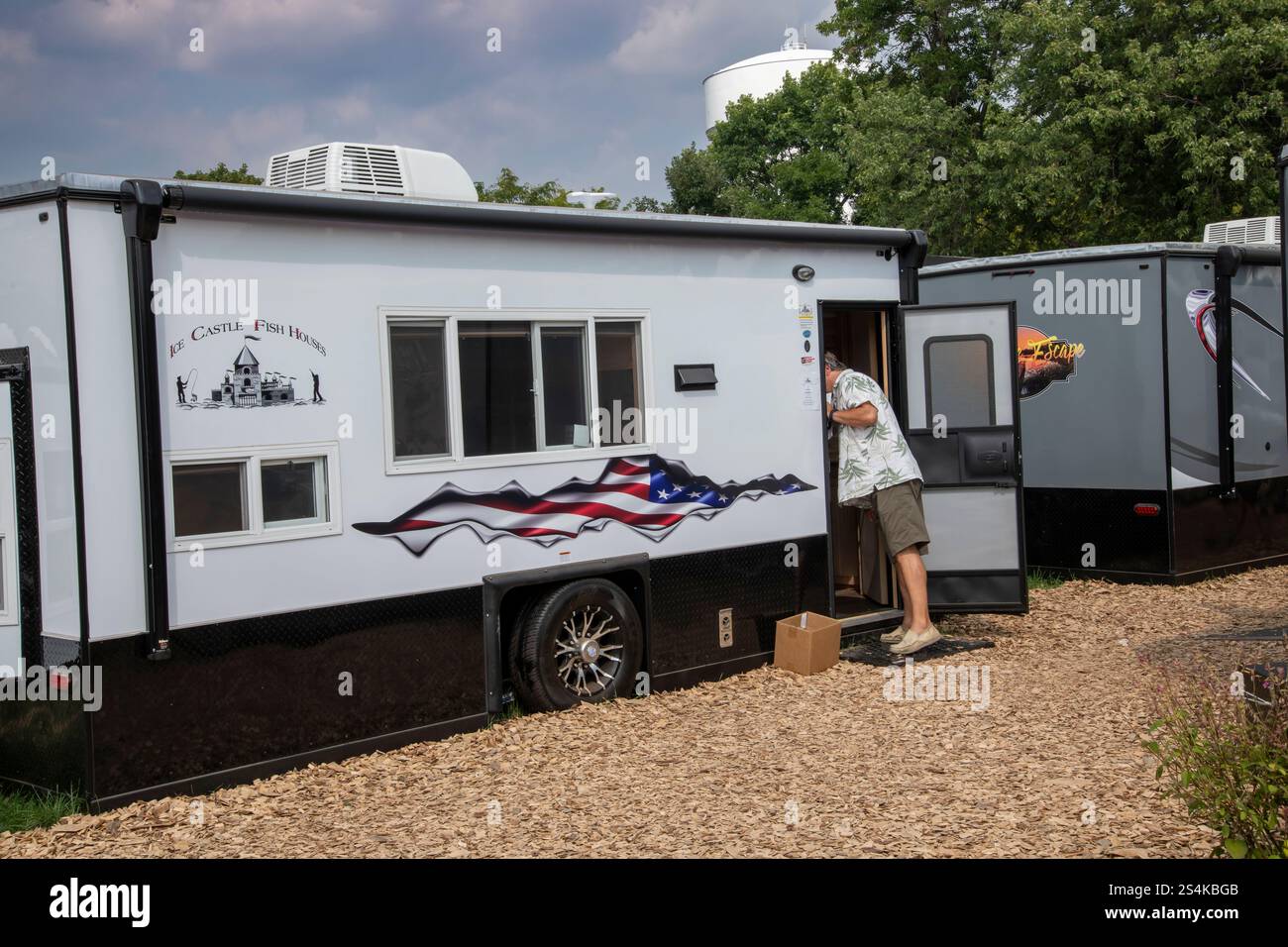 Falcon Heights, Minnesota. A man checks out one of the luxurious family ...