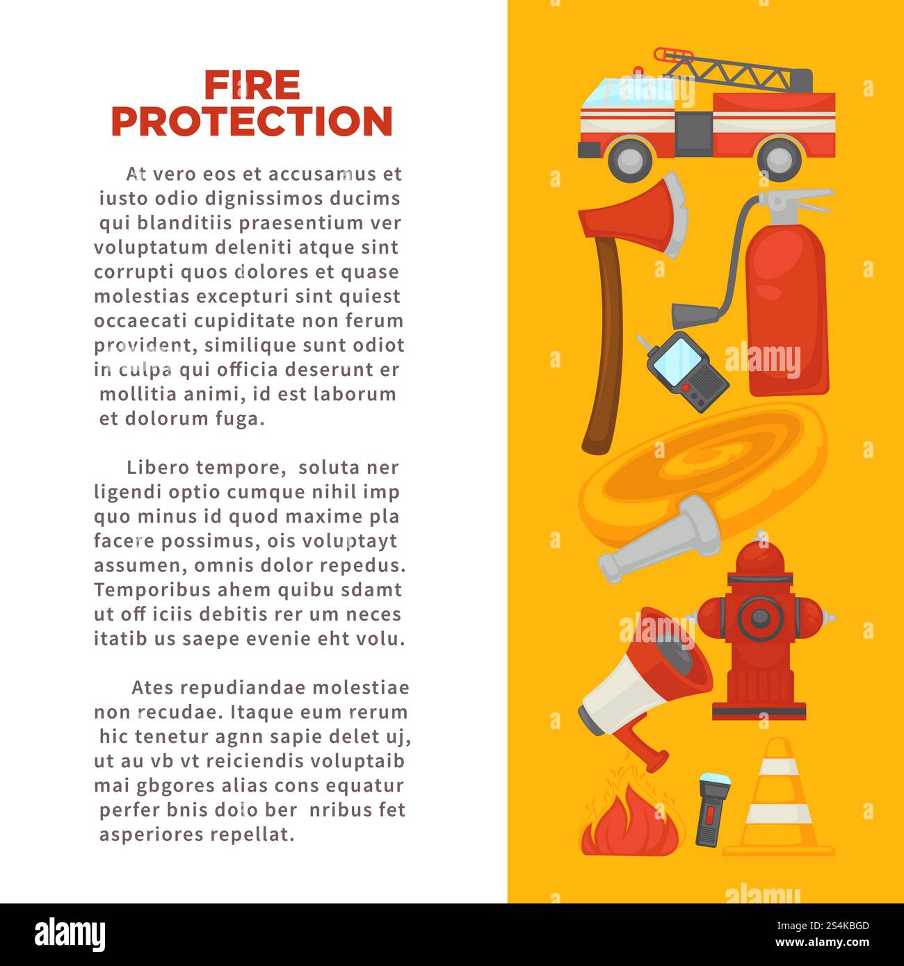Fireman profession and fire secure protection poster of fire ...