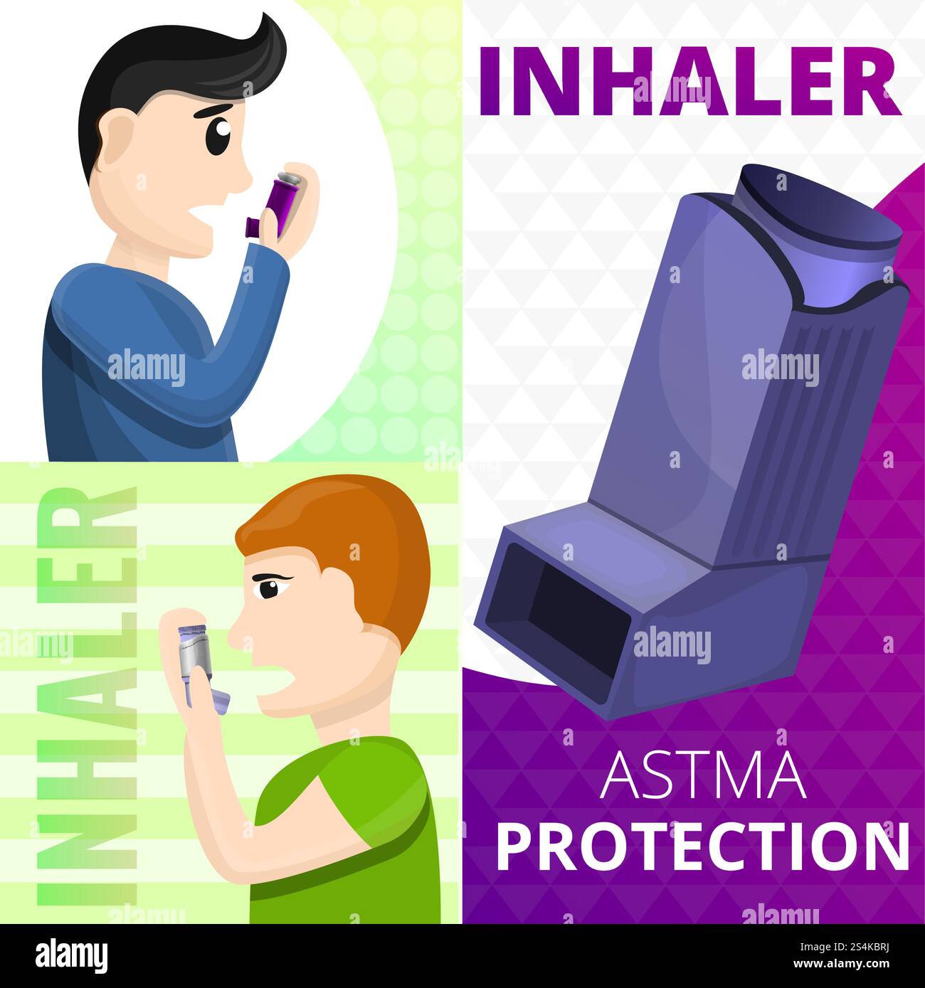 Inhaler banner set. Cartoon illustration of inhaler vector banner set ...