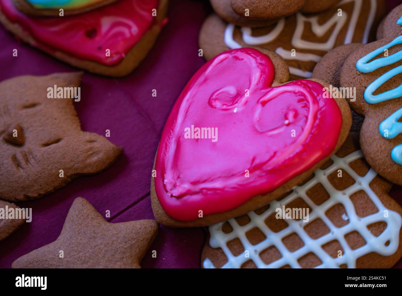 Festive gingerbread cookies decorated for Christmas celebration in ...