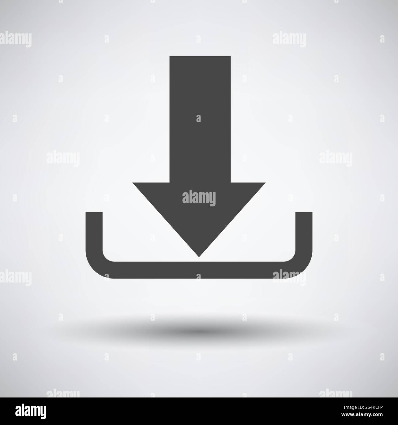 Download Icon. Dark Gray on Gray Background With Round Shadow. Vector ...