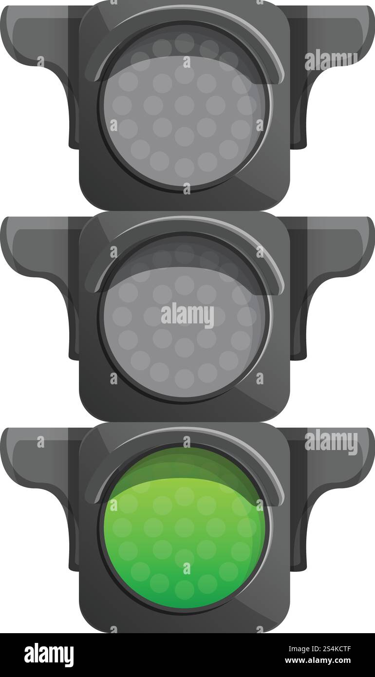 Crossroad semaphore green light icon. Cartoon of crossroad semaphore ...