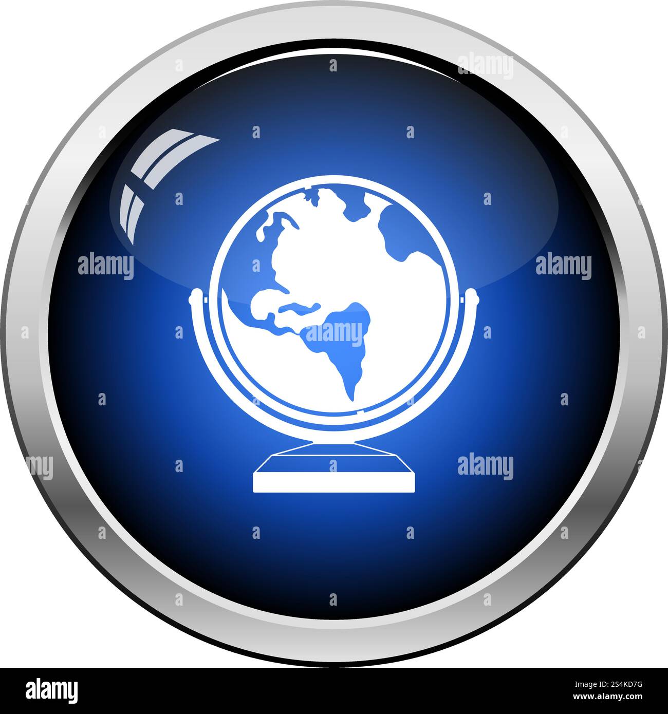 Globe Icon. Glossy Button Design. Vector Illustration Stock Vector ...