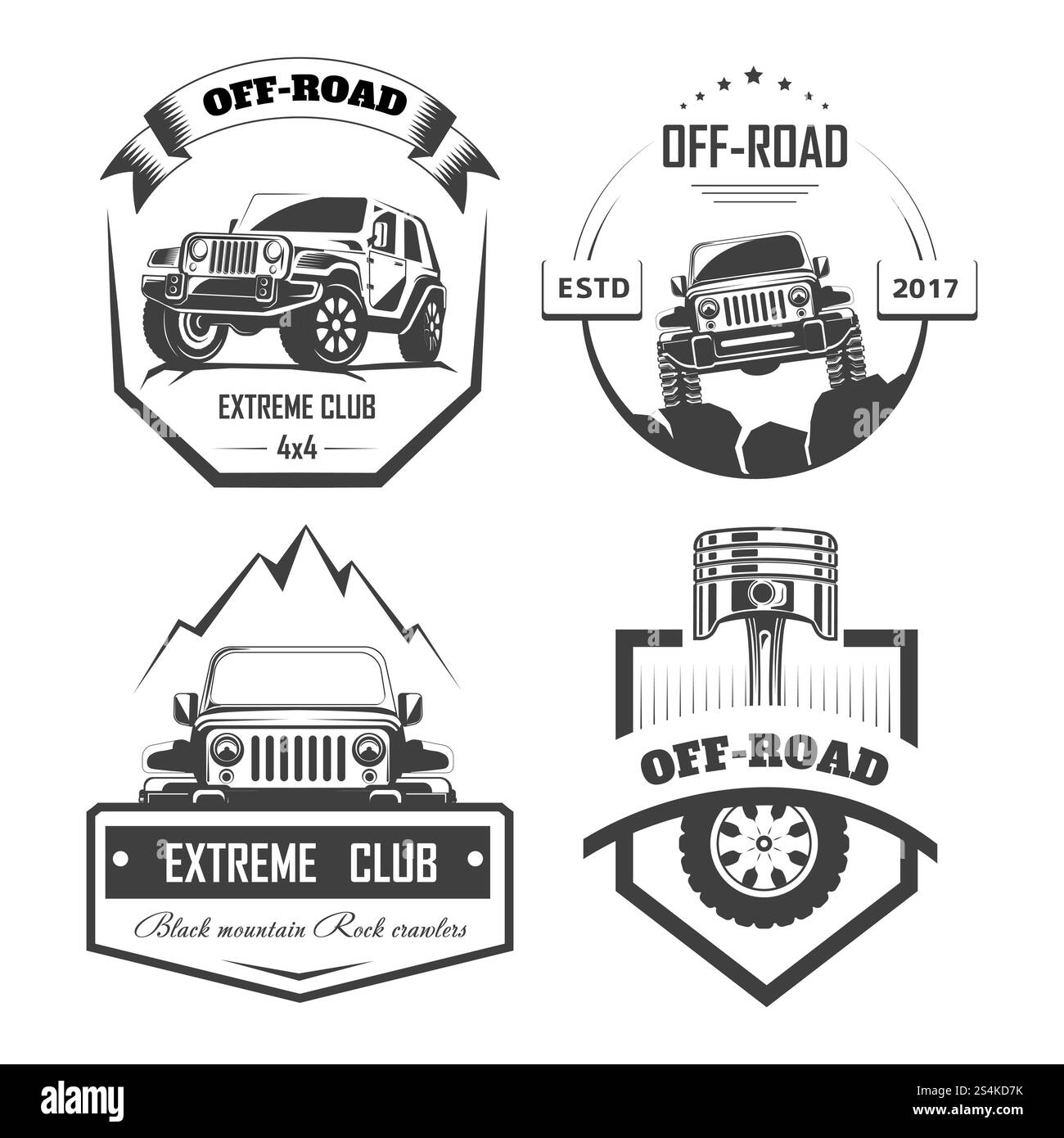 Off-road 4x4 extreme car club logo templates. Vector symbols Stock ...