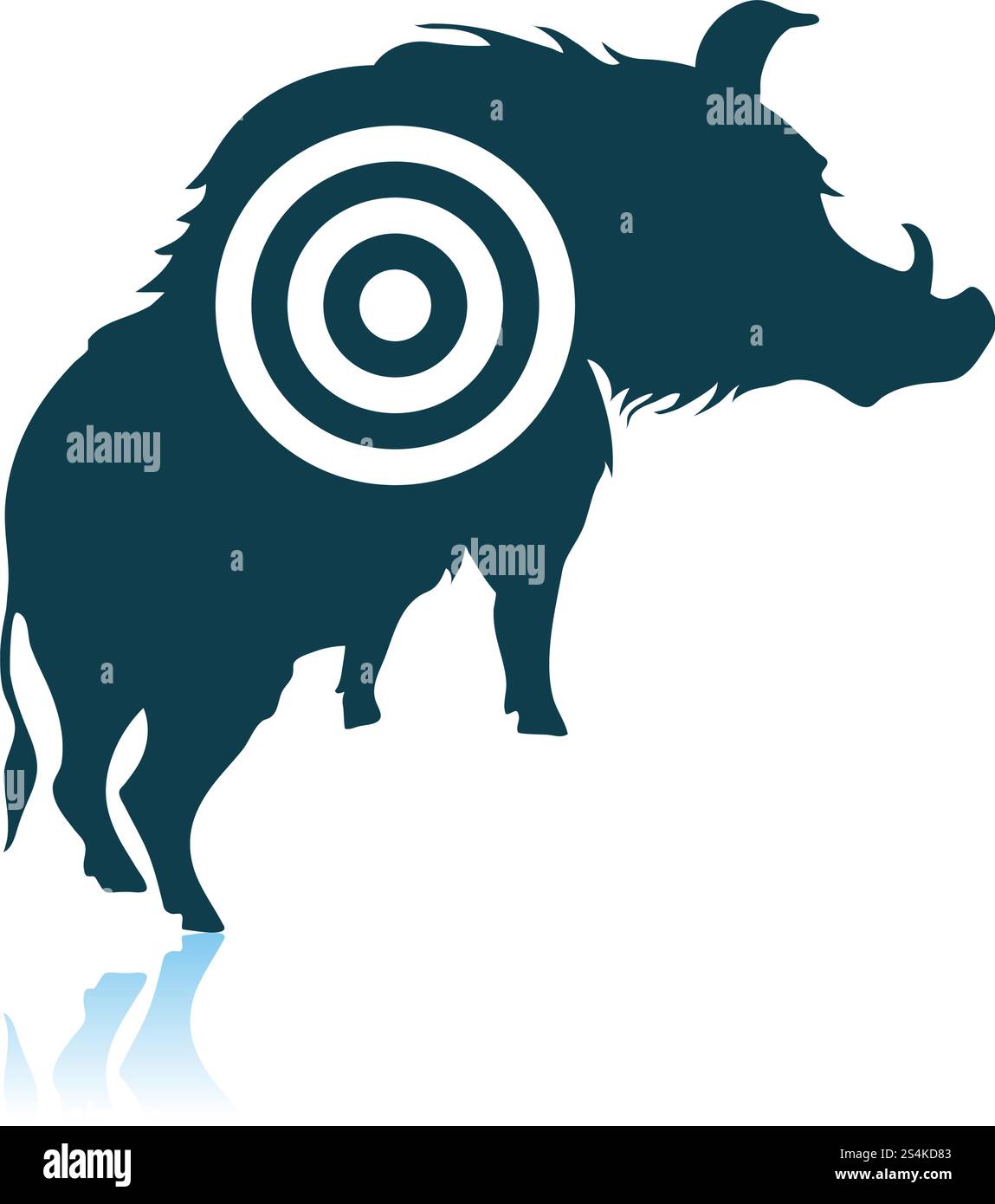 Boar Silhouette With Target Icon. Shadow Reflection Design. Vector ...