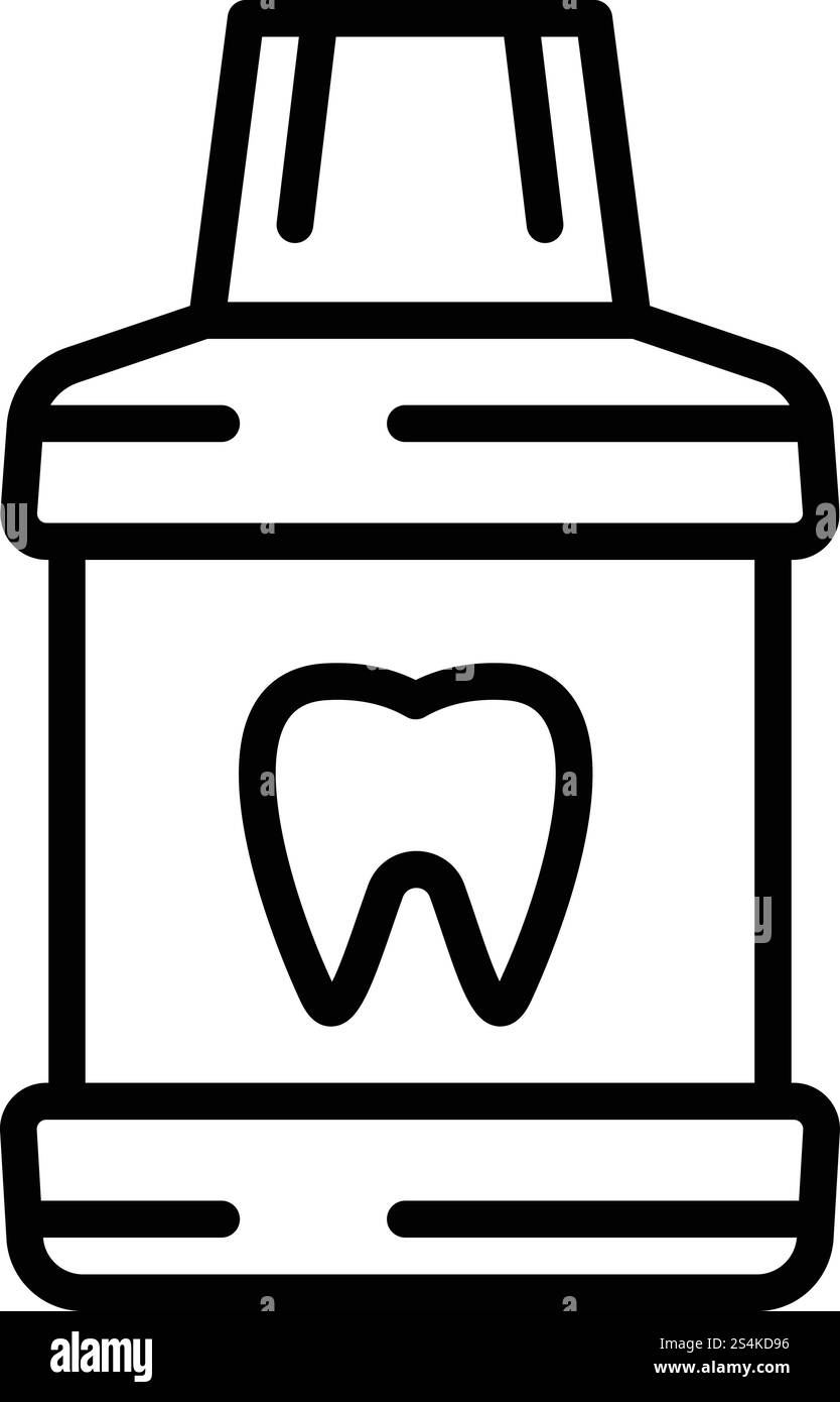 Tooth liquid bottle icon. Outline tooth liquid bottle vector icon for ...
