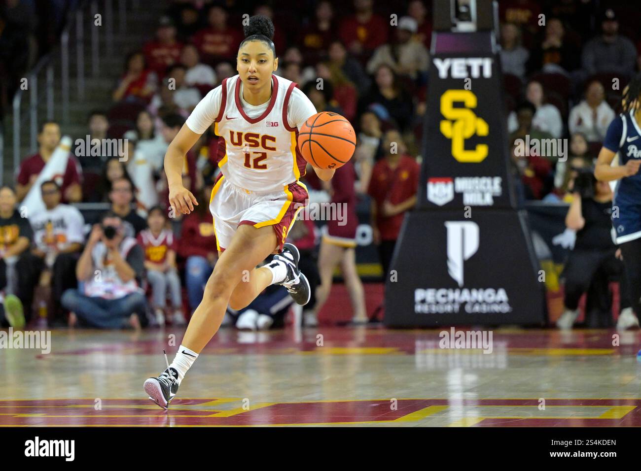 Southern California guard JuJu Watkins takes the ball downcourt during ...