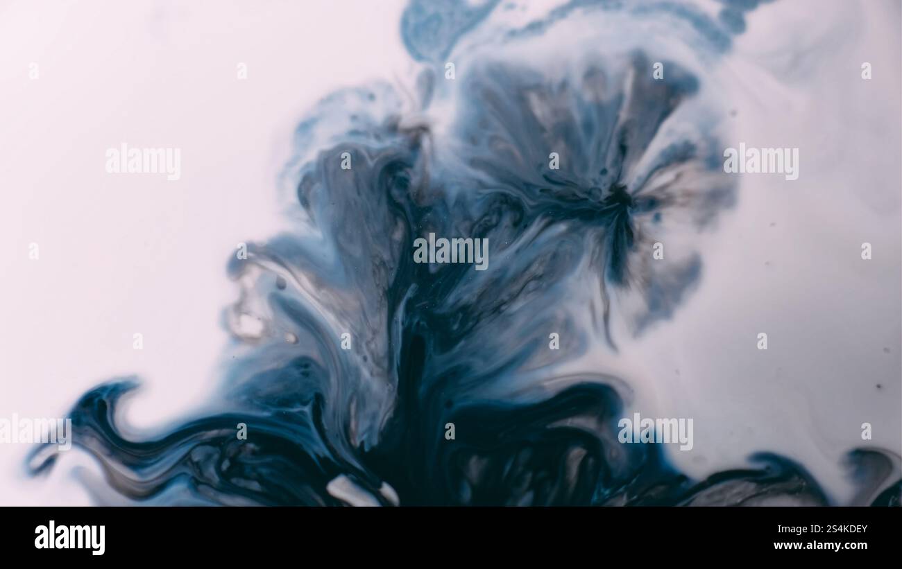 Acrylic spreads. Ink spill. Defocused white gray black blue messy ...