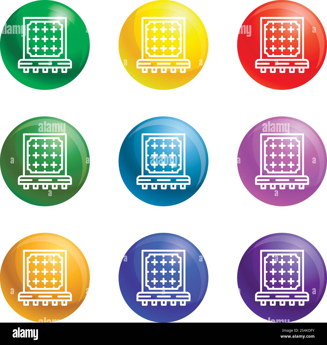 Small solar panel icons vector 9 color set isolated on white background ...