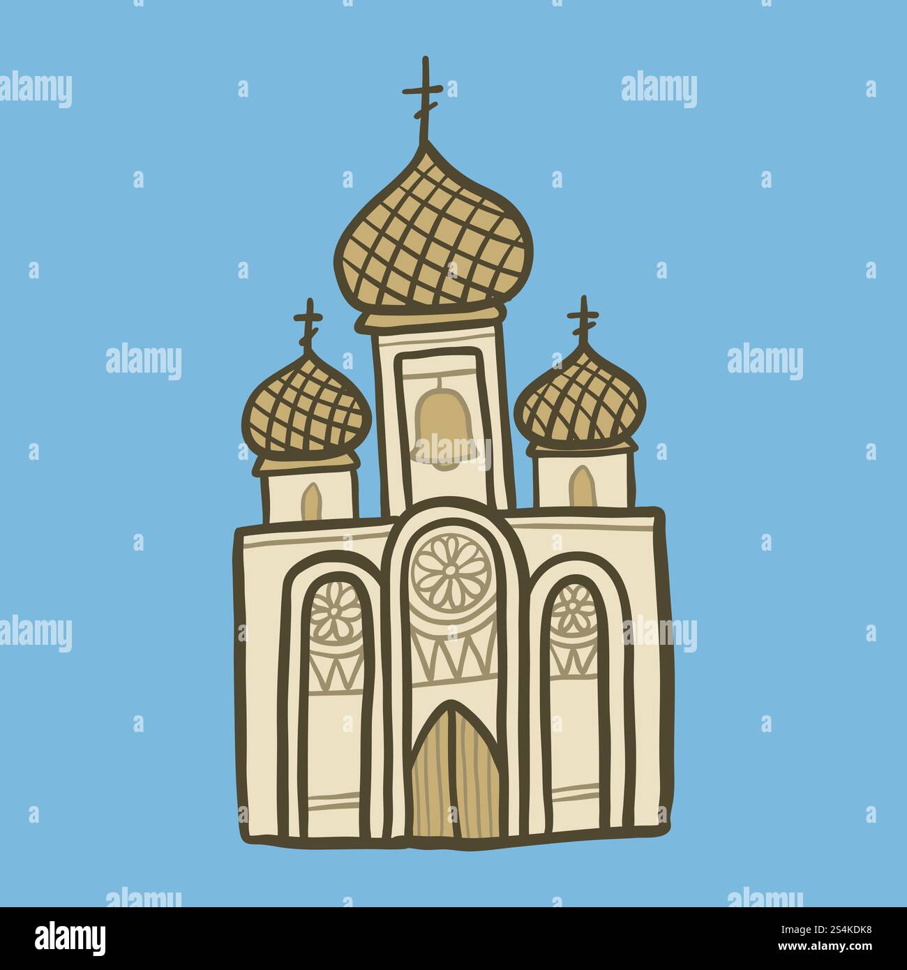 Christian church icon. Hand drawn illustration of christian church ...