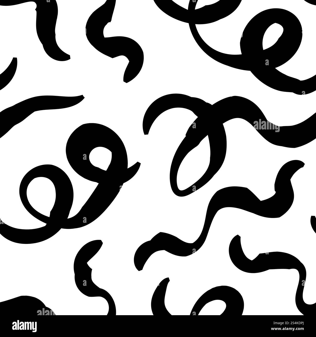 Seamless abstract pattern with squiggles and scribbles. Weaved curved ...