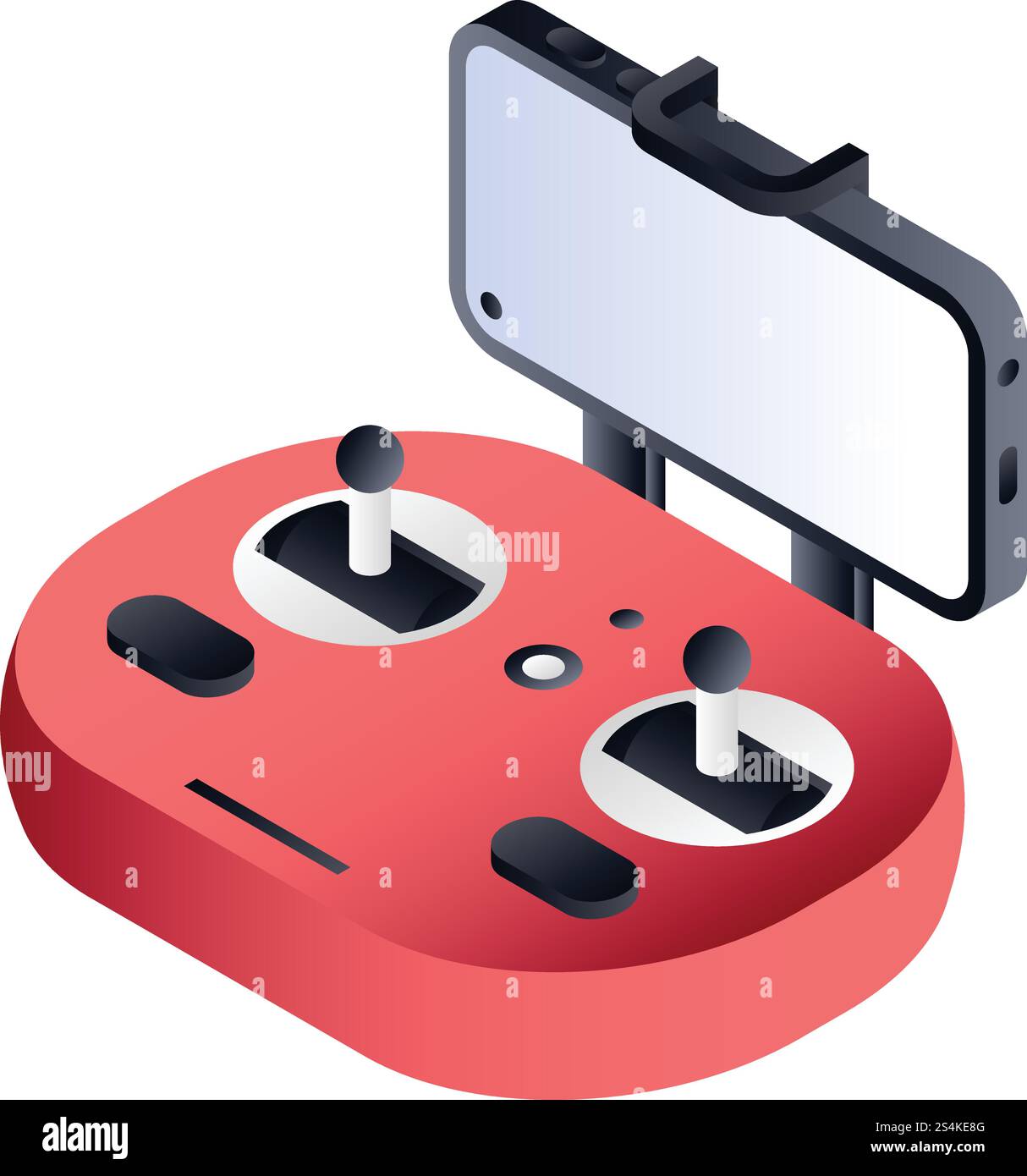 Red joystick drone control icon. Isometric of red joystick drone ...