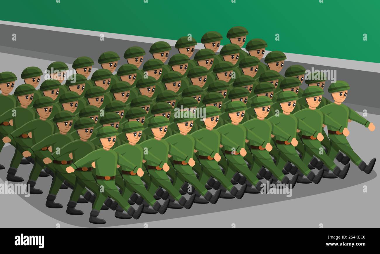 Soldier parade concept banner. Cartoon illustration of soldier parade ...