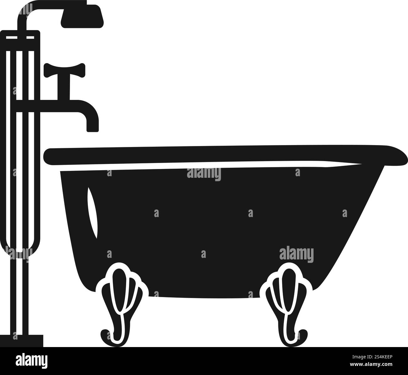 Bath with shower icon. Simple illustration of bath with shower vector ...
