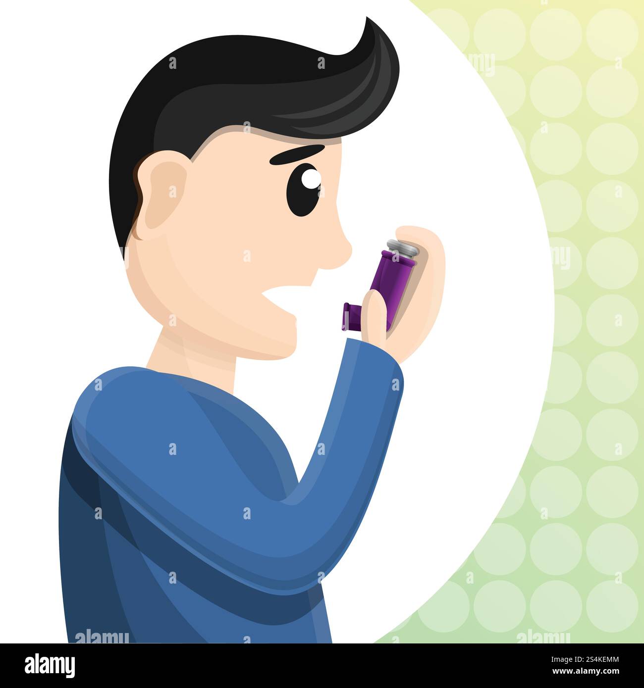 Boy use inhaler concept background. Cartoon illustration of boy use ...
