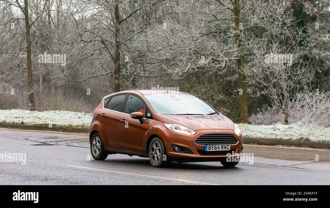Milton Keynes,UK - Jan 12th 2025: 2015 bronze diesel engine Ford Fiesta ...