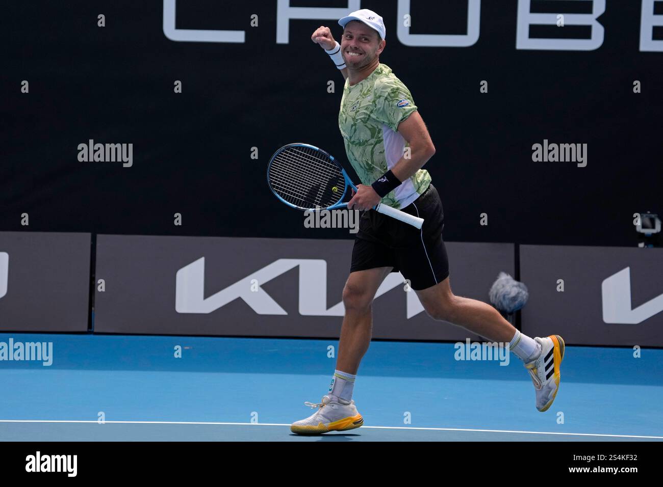 James Duckworth of Australia reacts after defeating Dominic Stricker of ...
