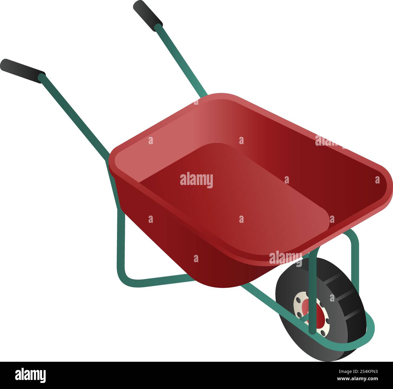 Red wheelbarrow icon. Isometric of red wheelbarrow vector icon for web ...