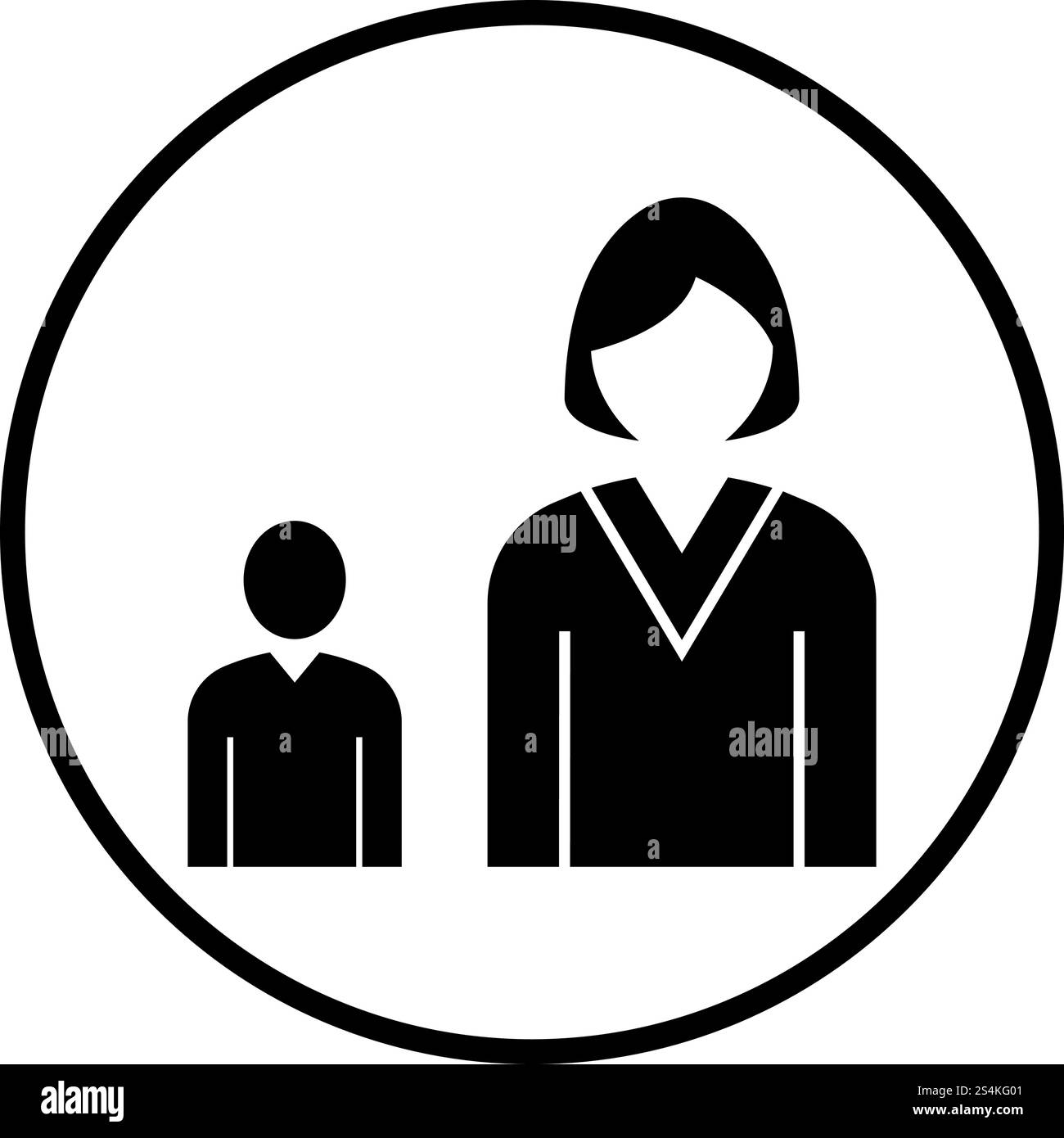 Lady Boss With Subordinate Icon. Thin Circle Stencil Design. Vector ...