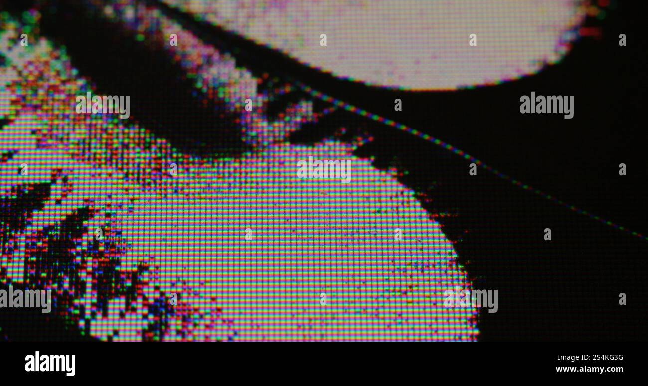 Broken display. Noise artifacts. Crash black crackle flow glitch effect ...