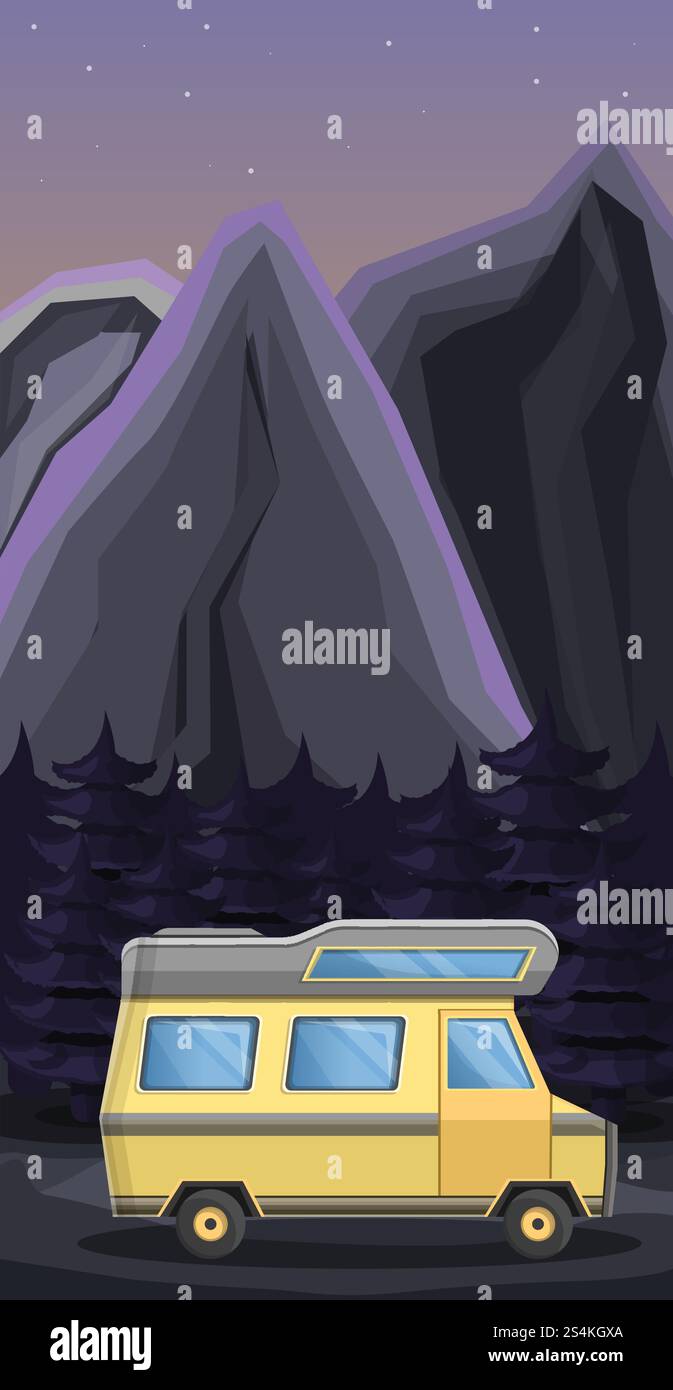 Camp car concept banner. Cartoon illustration of camp car vector ...