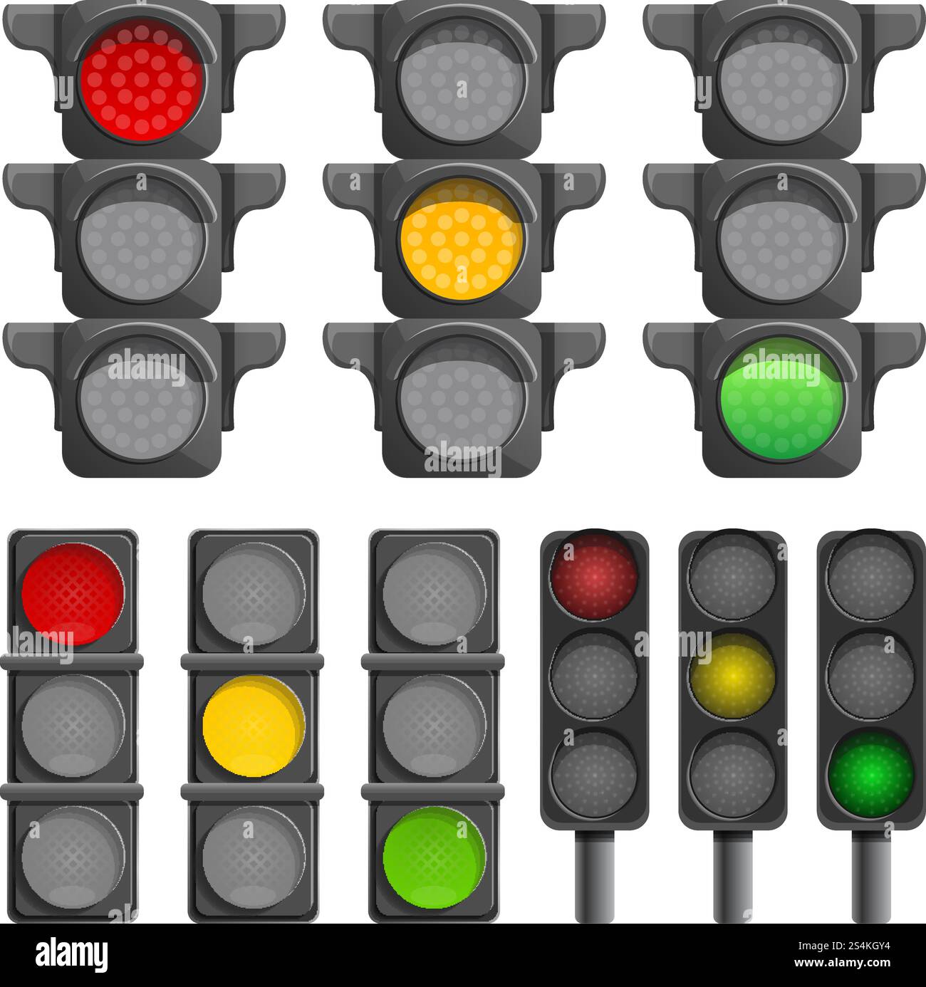 Traffic lights icon set. Cartoon set of traffic lights vector icons for ...