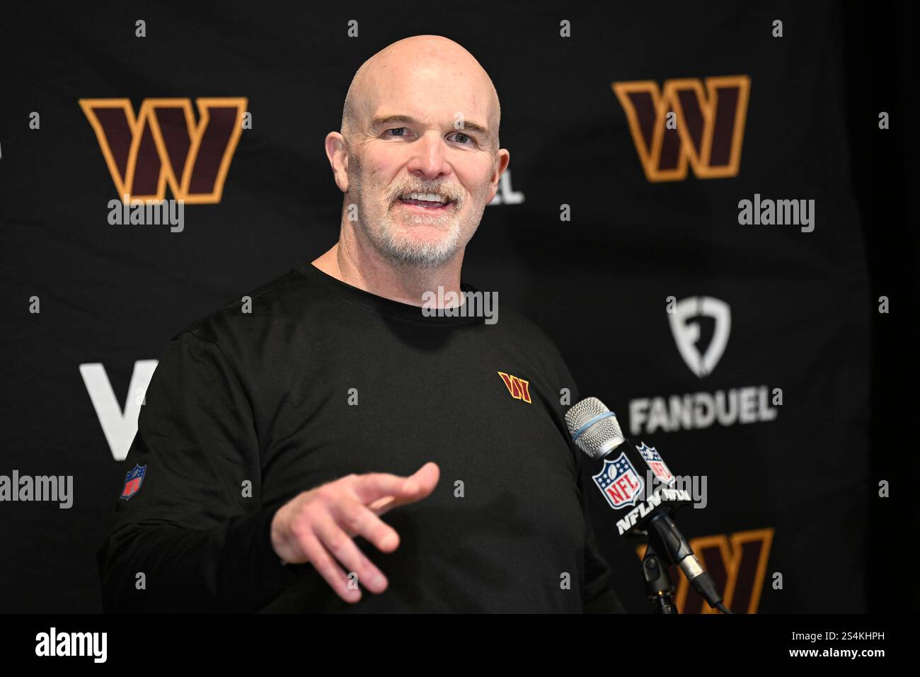 Washington Commanders head coach Dan Quinn speaks at a news conference ...